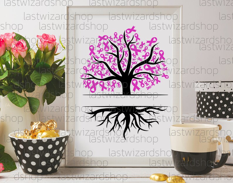 Breast Cancer Tree Monogram Svg Cancer Awareness Svg Pink - Etsy