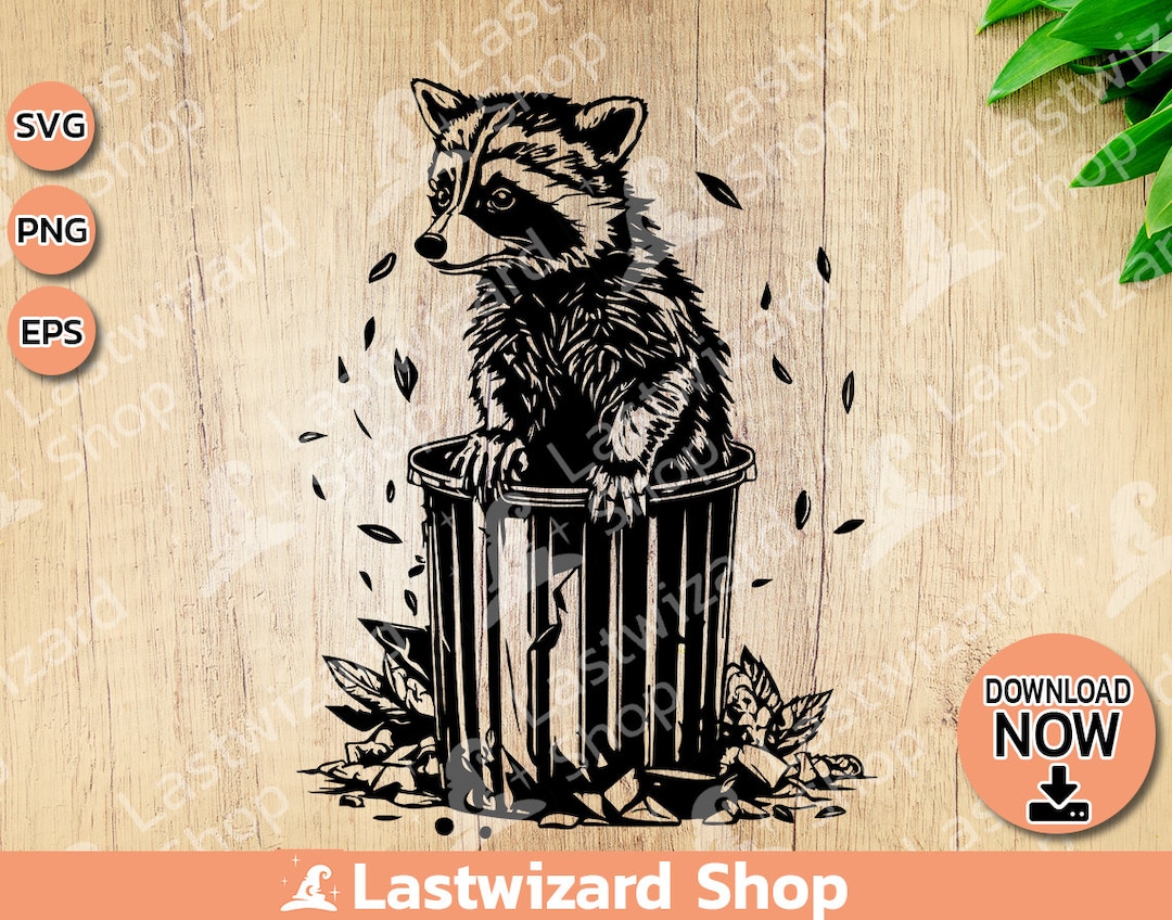 Raccoon in Trash Svg, Bandit Svg, Nocturnal Svg, Trash Panda Svg, Fox ...