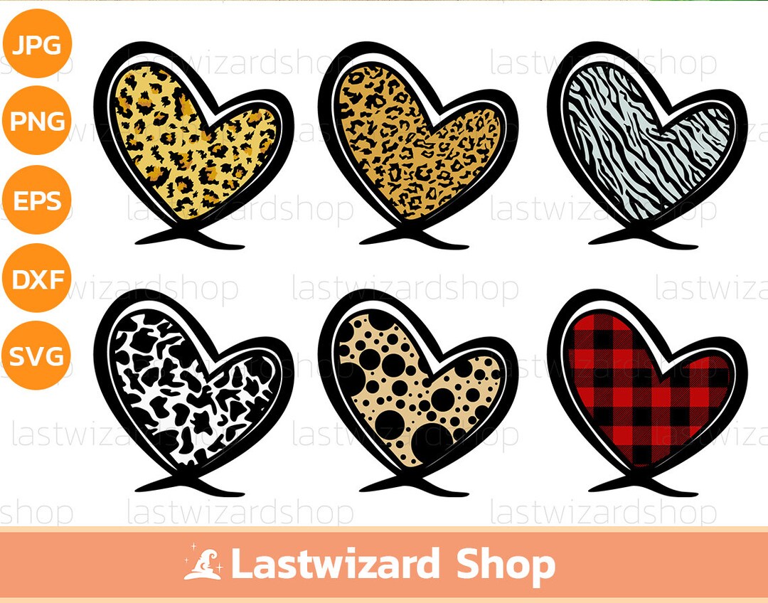 Love, Heart, Buffalo Plaid, Leopard Heart Svg, Animal Print Pattern ...
