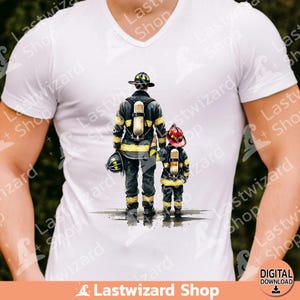 Father & Son Firefighter PNG: Watercolor Dadlife Clipart (digital ...