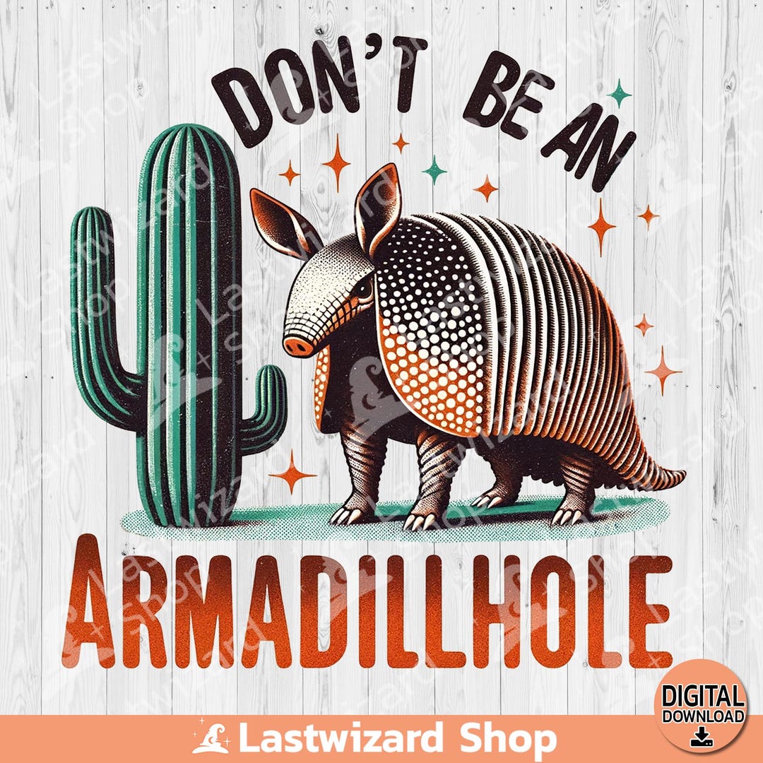 Armadillo & Cactus Sublimation Design: Western Cowboy Clipart (digital ...