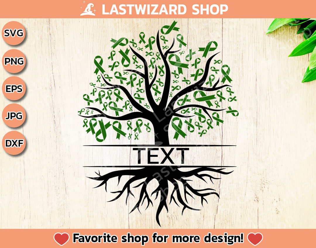 Liver Cancer Tree Monogram Name Label Svg, Cancer Awareness Svg, Green ...