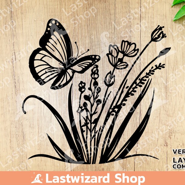 Butterfly Garden Silhouette - Etsy