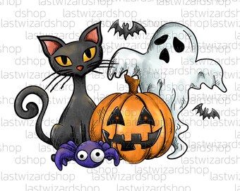 Halloween Clip Art Spooky Pumpkin Pngs Digital Download - Etsy