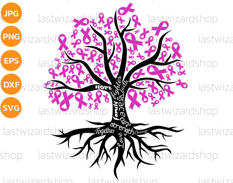 Breast Cancer Tree Svg Cancer Awareness Svg Pink Ribbon Svg | Etsy Canada