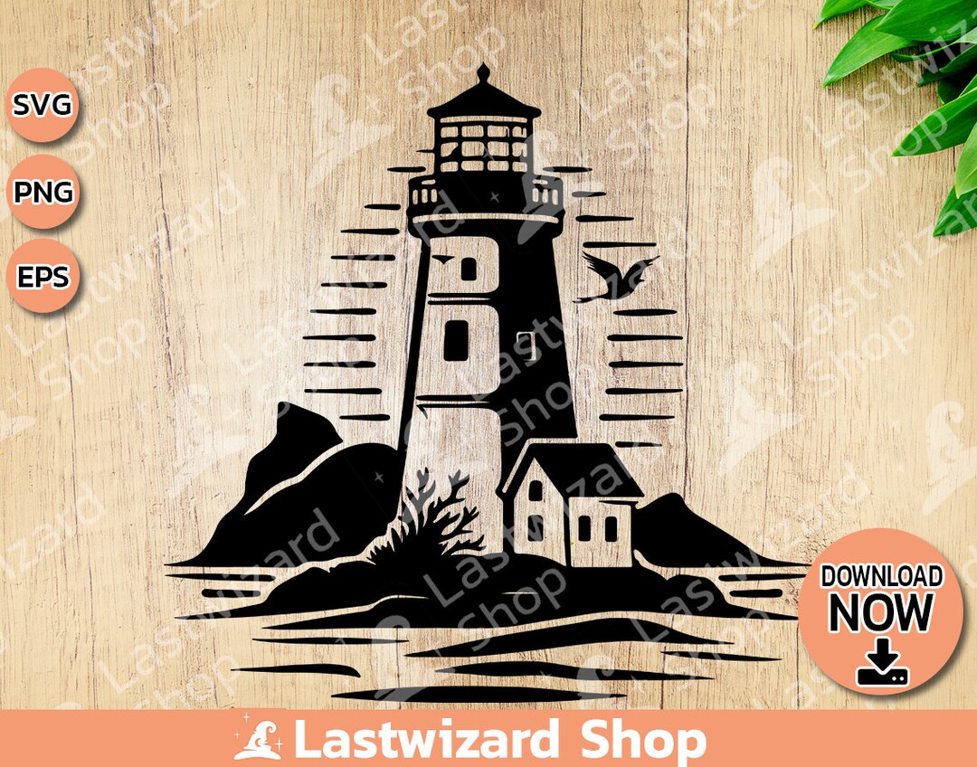 Vintage Lighthouse and Coastal Svg, Mediterranean Style, Lighthouse ...