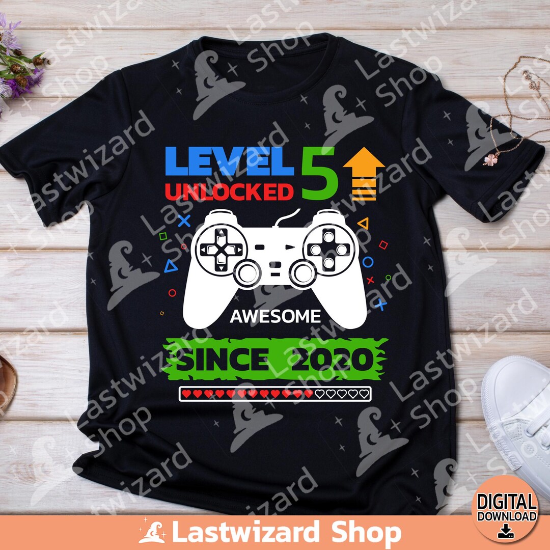 Birthday Boy Gamer Level up 5 Svg, Level 5 Unlocked Svg,5 Years Old ...