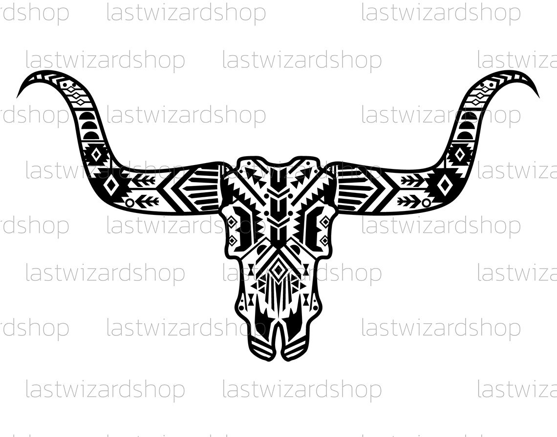 Cow Skull With Aztec Pattern Svg Farm Svg Animal Svg Bull - Etsy UK