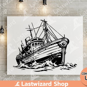 Vintage Ship Wreck Svg, Ancient Shipwreck Svg Png, Fishing Ship Svg ...