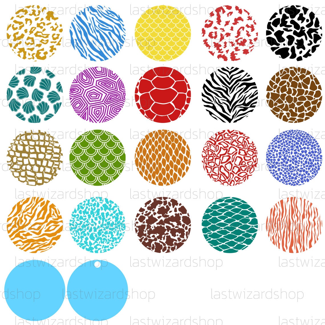 Animals Round Keyring Patterns Svg Leopard Print Circle | Etsy