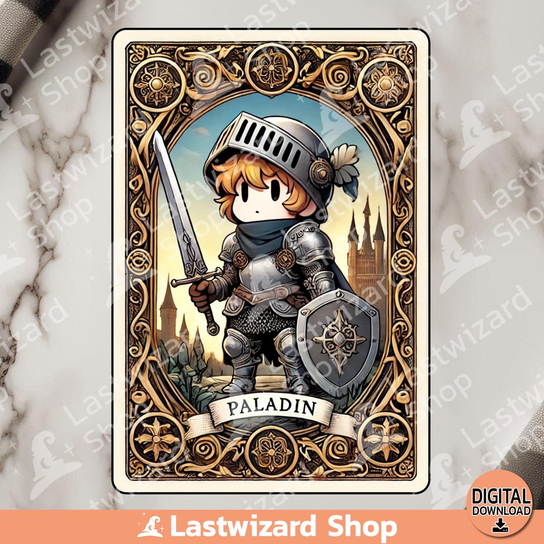 Paladin Tarot Card PNG, Sword Warrior Sublimation Design, Role Playing ...