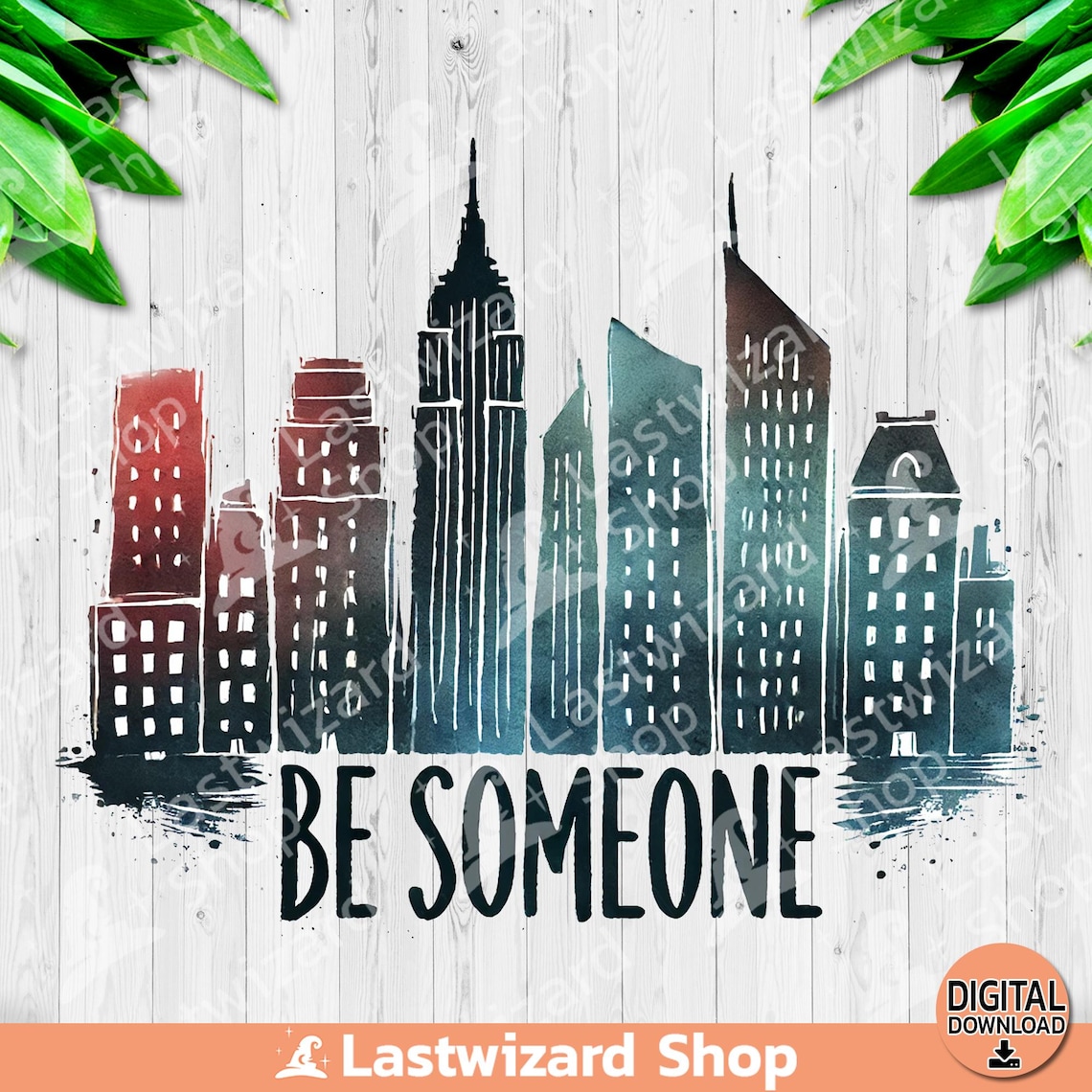 Houston Skyline Watercolor PNG: "be Someone" Texan Clipart (digital ...