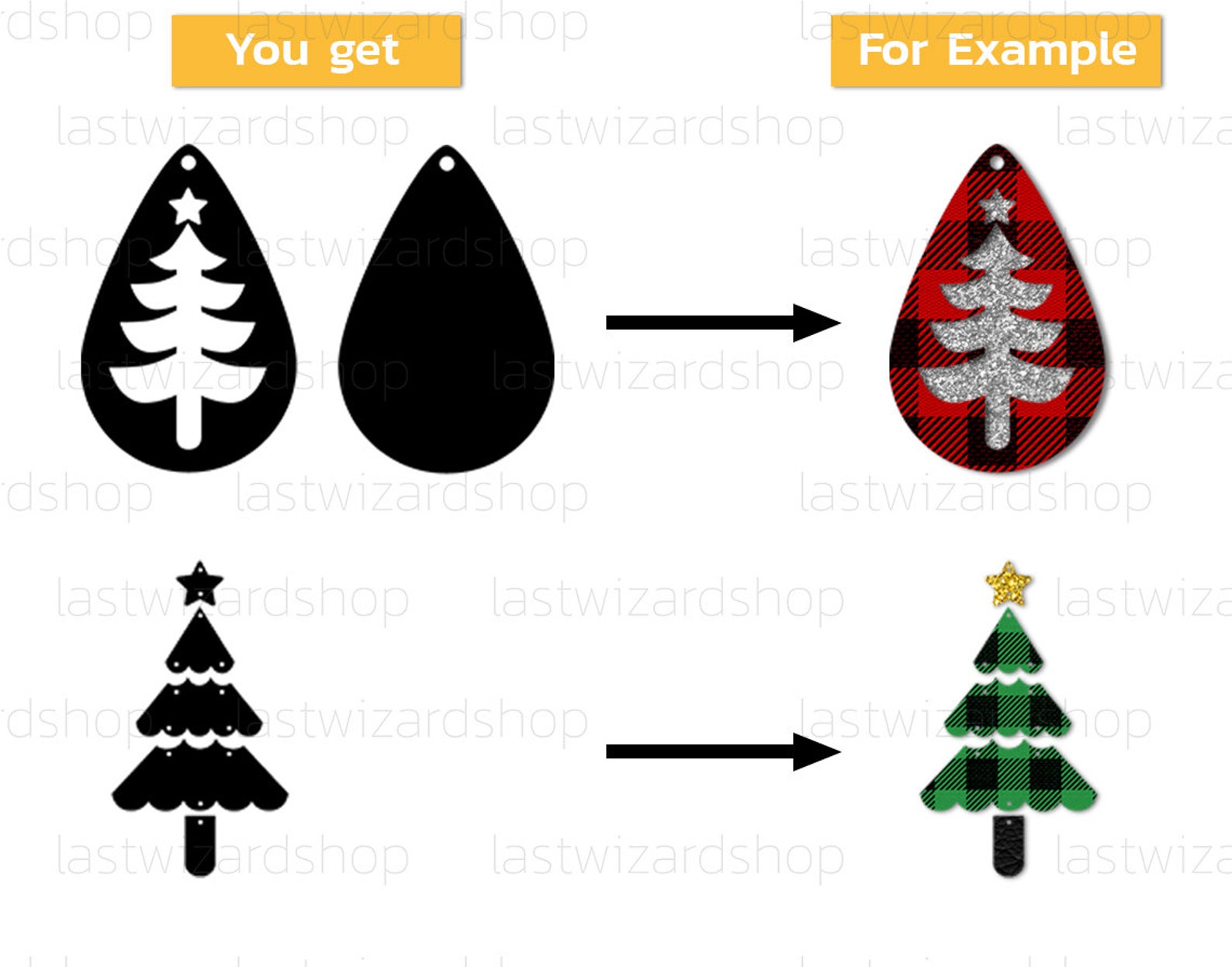 Christmas Tree Earring Svg Xmas Teardrop Earrings Faux - Etsy