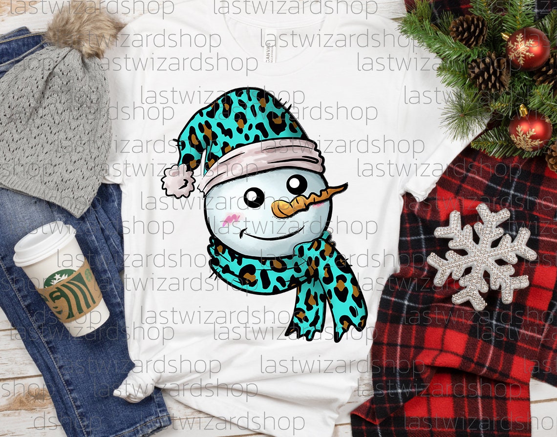 Blue Leopard Snowman Face Png Xmas Png Snowman Clipart - Etsy