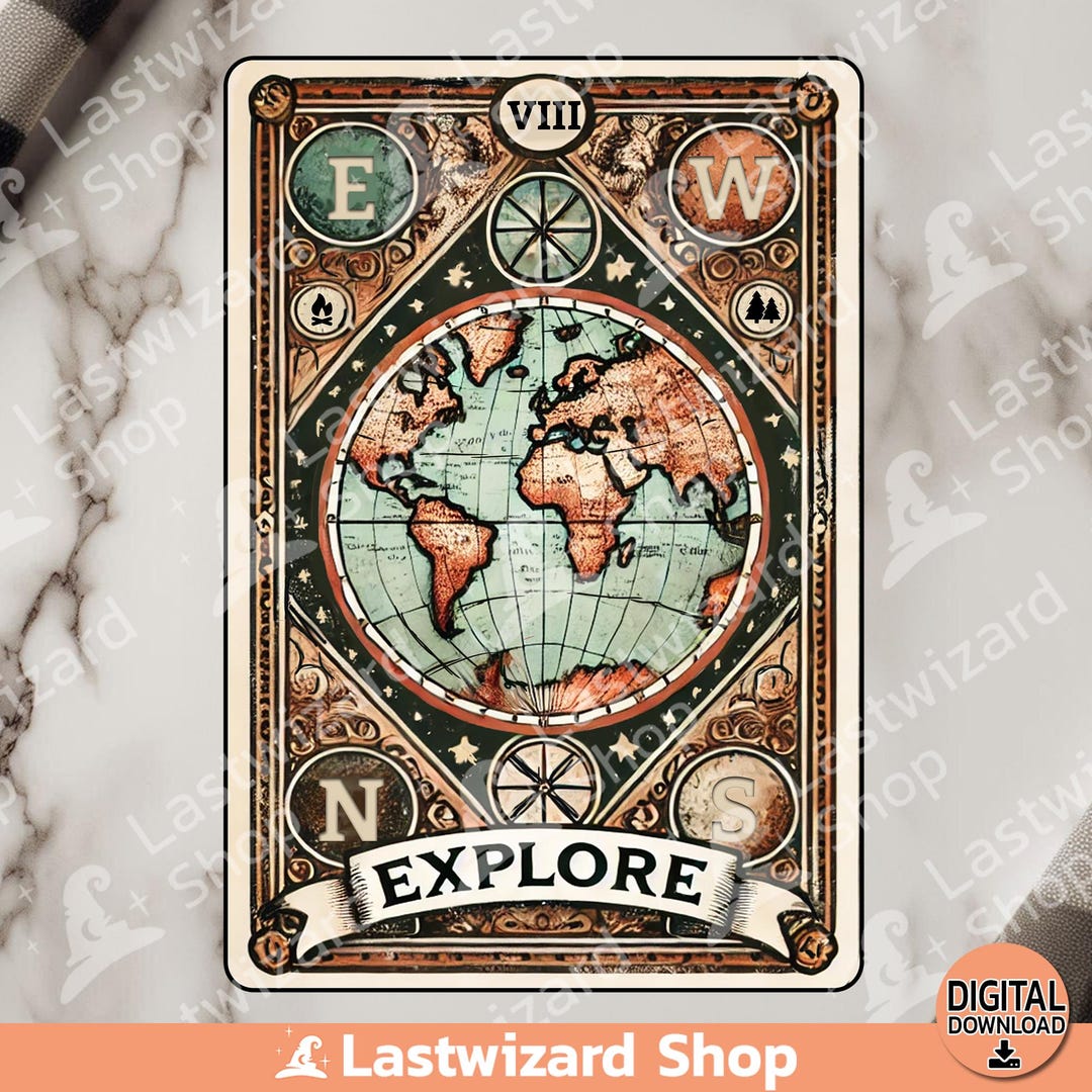 Explore Tarot Card PNG: Watercolor World Map (digital Download) - Etsy