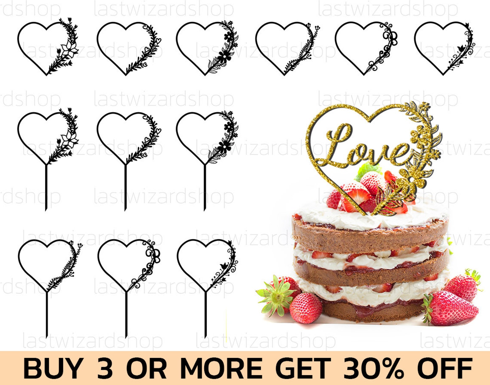 Heart Frame Cake Topper Svg Bundle Valentines Frame Svg - Etsy