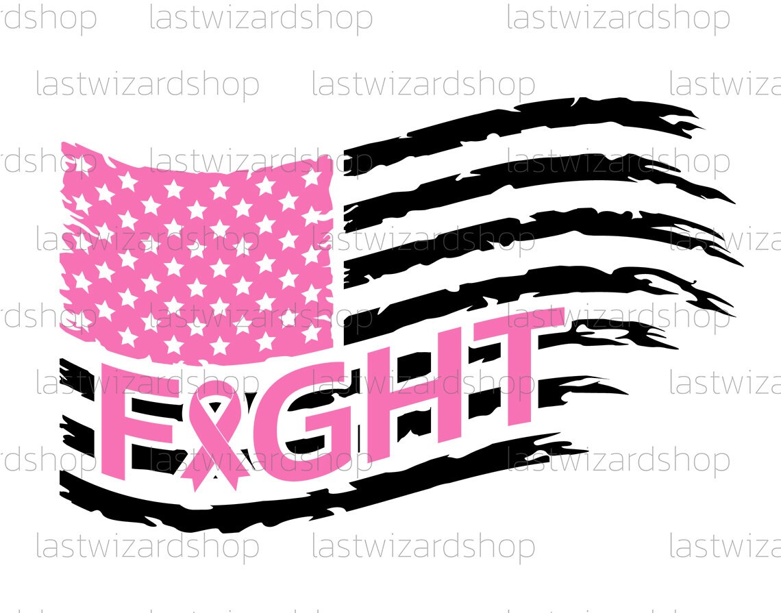 Breast Cancer Fight Flag Svg Pink Ribbon USA Flag Svg | Etsy