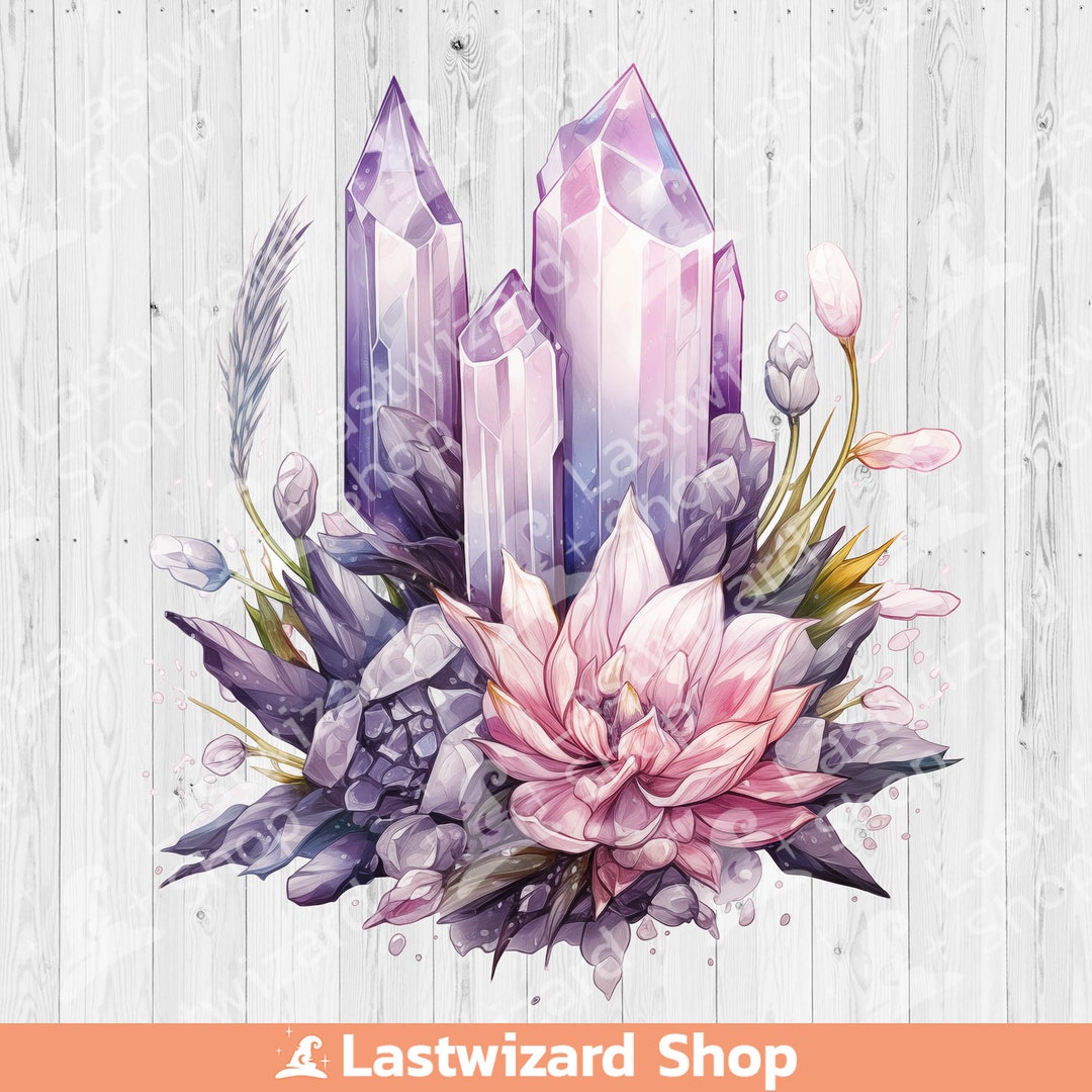 Magic Crystal and Flowers Png Sublimation, Witch Gemstone Jpg ...