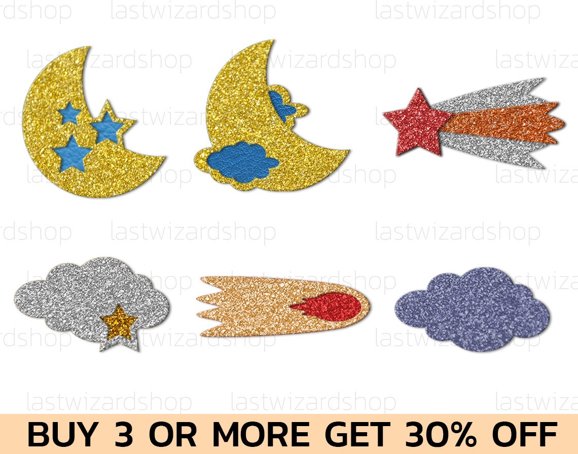 Star and Moon Snap Clip Svg Cloud Clip Celestial Svg | Etsy