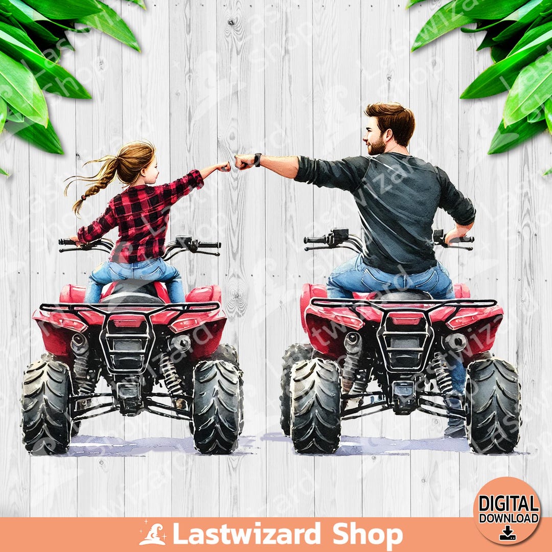 Father Ride ATV and Daughter Ride ATV Fist Bump Png, Offroad Png ...