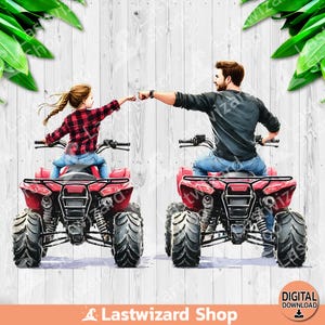 Father Ride ATV and Daughter Ride ATV Fist Bump Png, Offroad Png ...