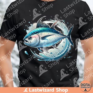 Tuna Fish in Water PNG, US Tuna Fish Sublimation Design, Watercolor ...