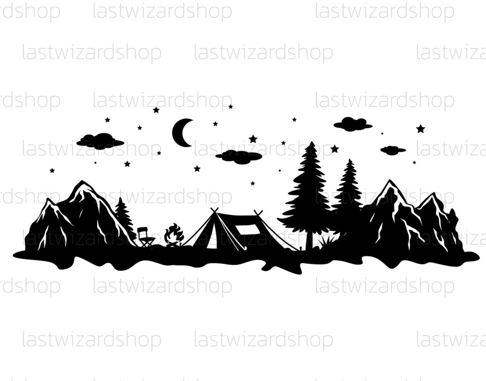 Tent In Forest Svg Camping Outdoors Camper In Forest Svg Etsy