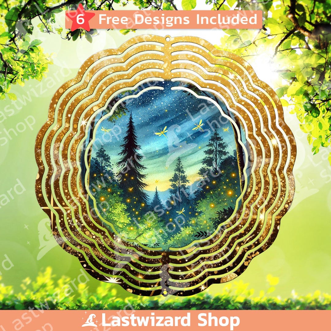 Fireflies Wind Spinner PNG: Magical Night Scene Sublimation Design ...
