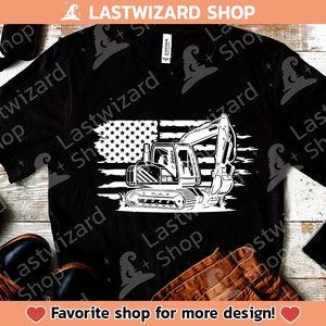 Excavator Usa Flag Svg Png Dxf, Digger Svg, Construction Distressed ...