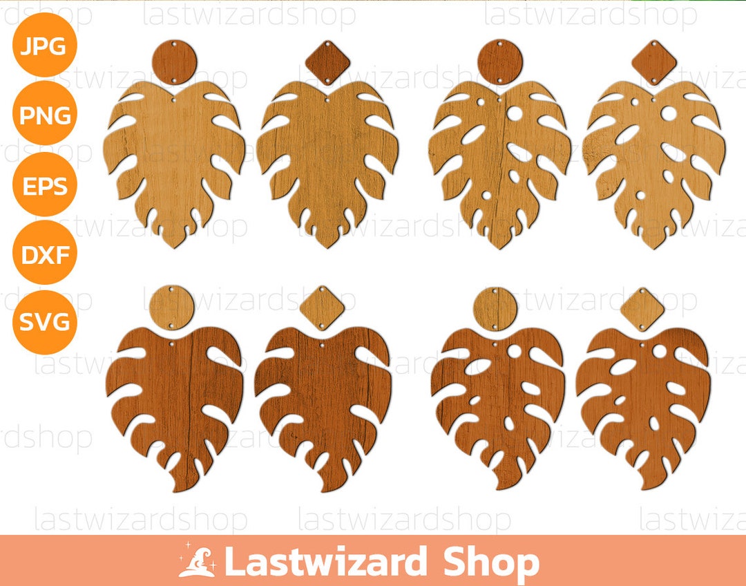 Monstera Leaf Earrings Svg, Tropical Earrings Svg, Faux Leather ...