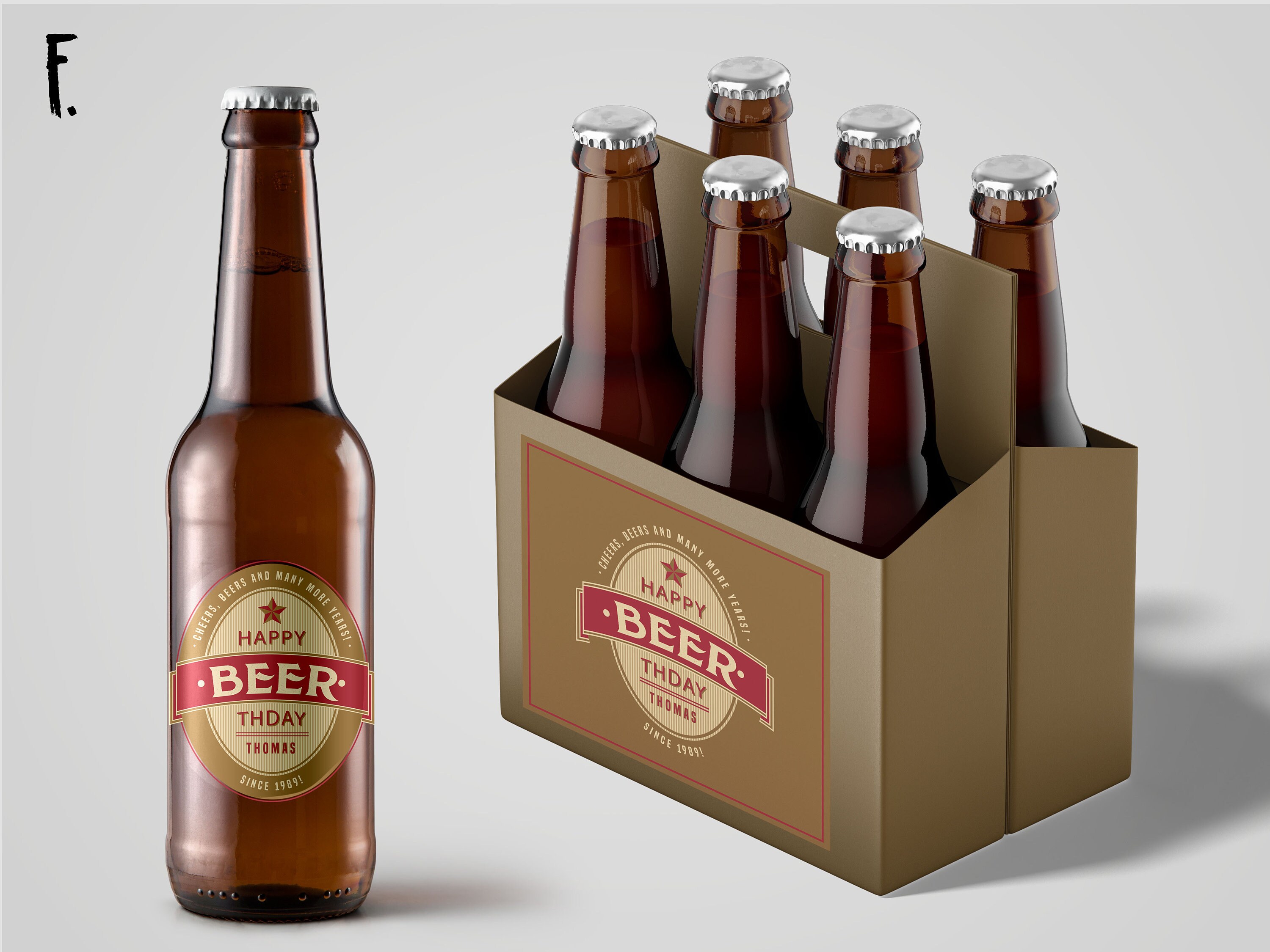 Personalized Six Pack Beer Bottle Cardboard Holder + Beer Labels ...
