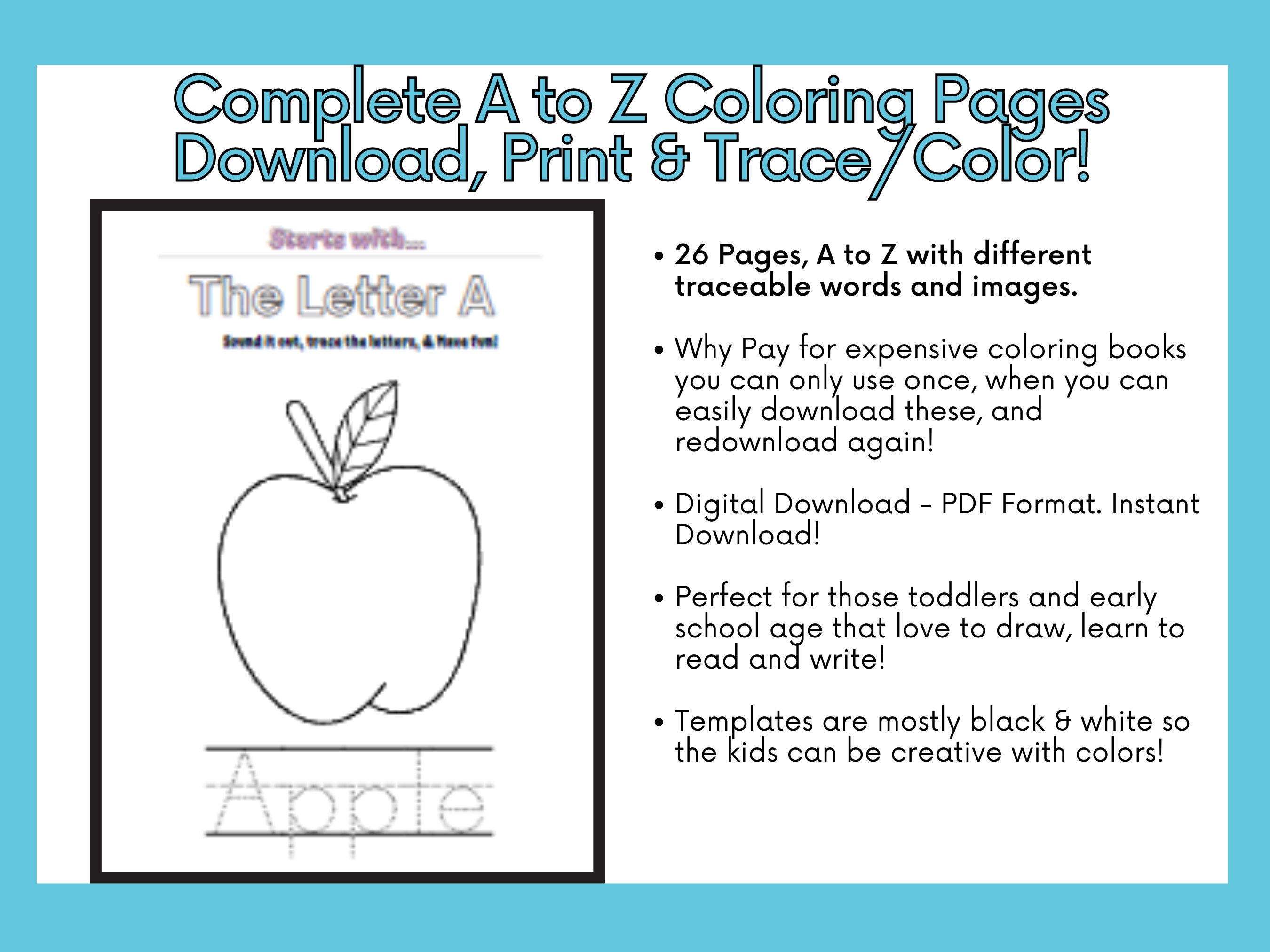 Coloring Pages A to Z With Images, Tracer, and Outlines! Great Learning ...