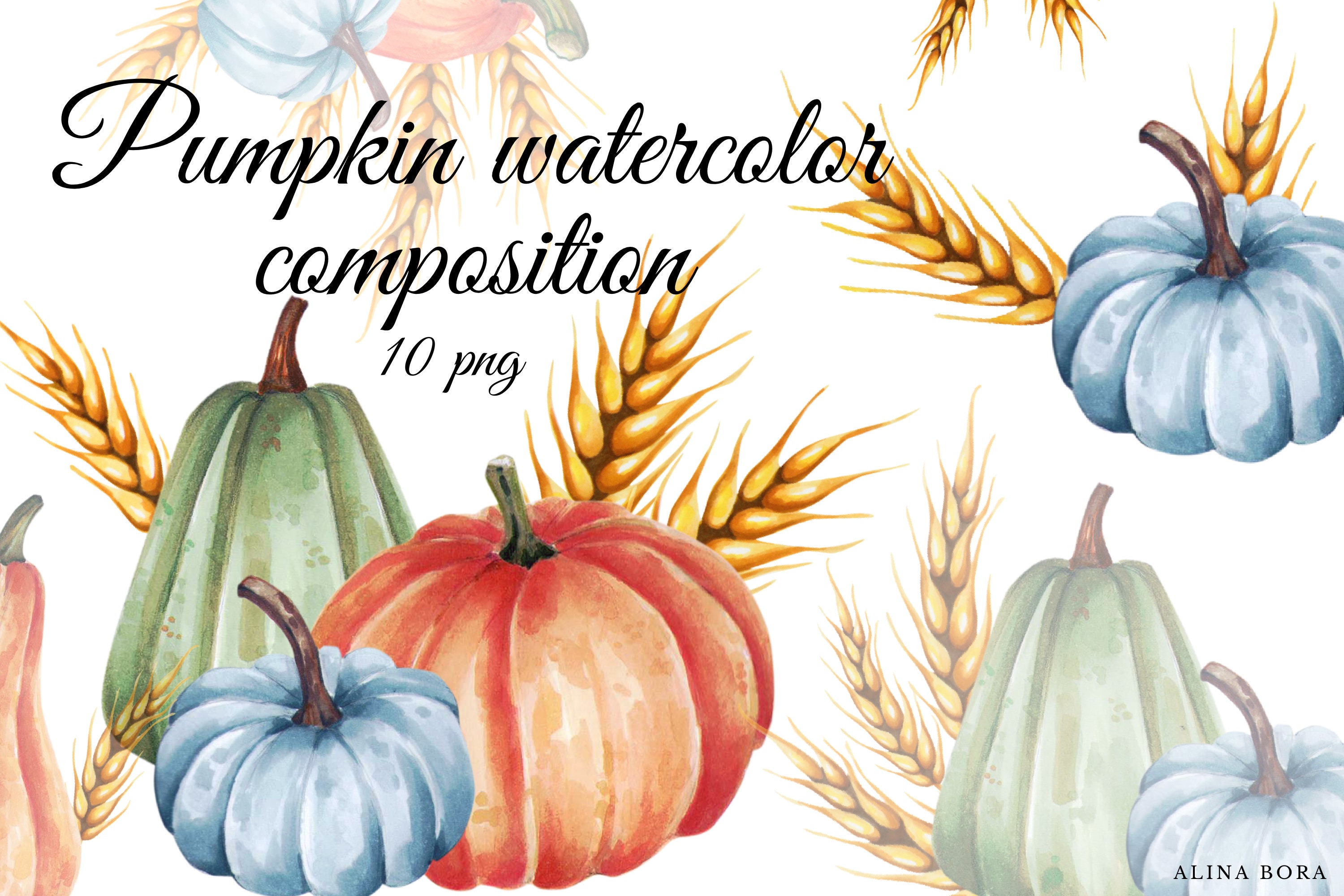 Watercolor pumpkins clipart pumpkin illustration Halloween | Etsy