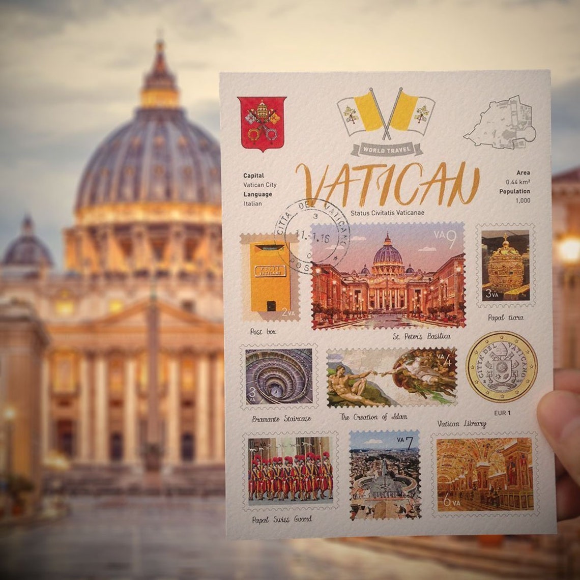 WT World Travel Vatican City Postcard - Etsy