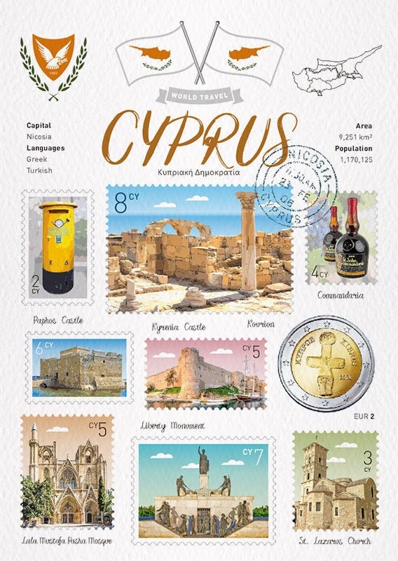 WT World Travel Cyprus Postcard - Etsy