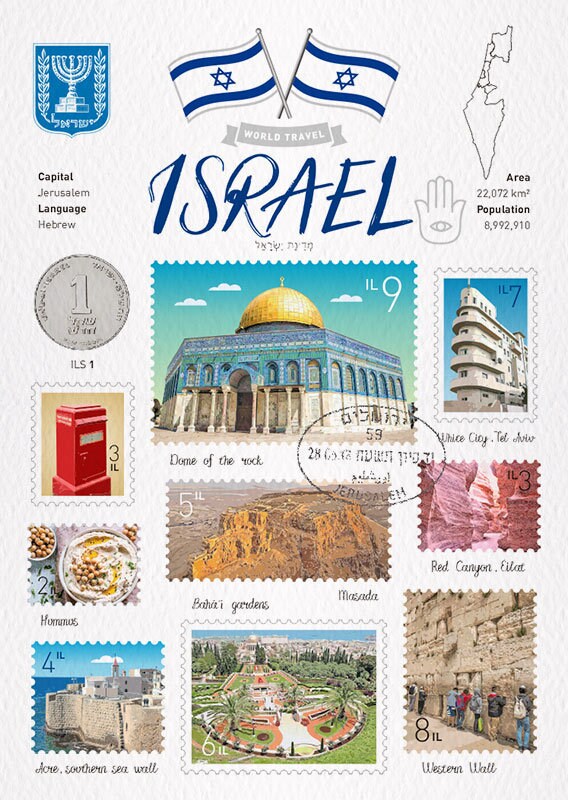 WT World Travel Israel Postcard - Etsy