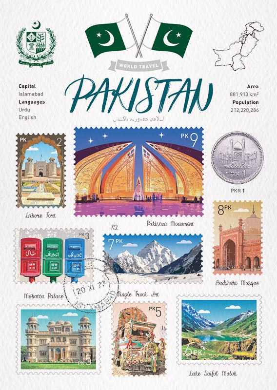 WT World Travel Pakistan Postcard - Etsy