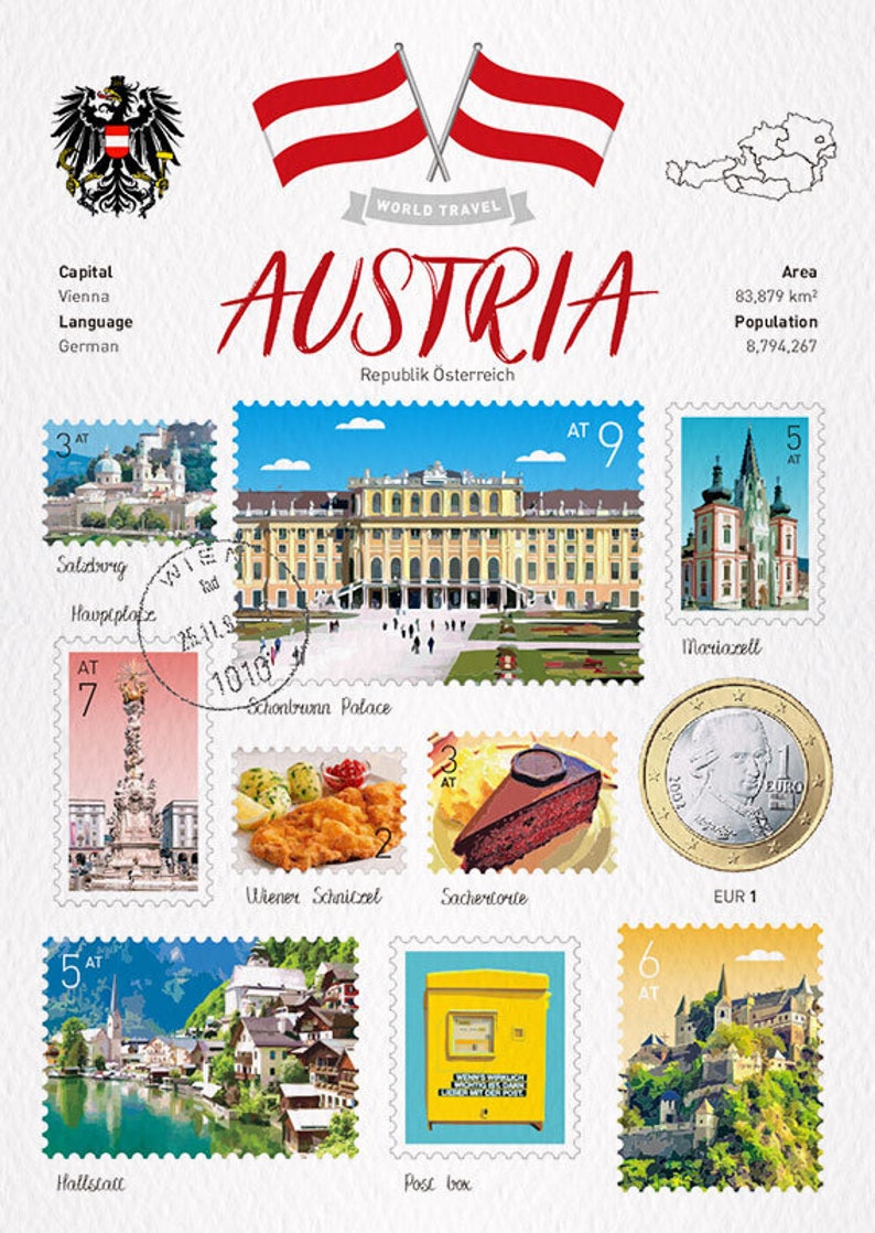 WT World Travel Austria Postcard - Etsy