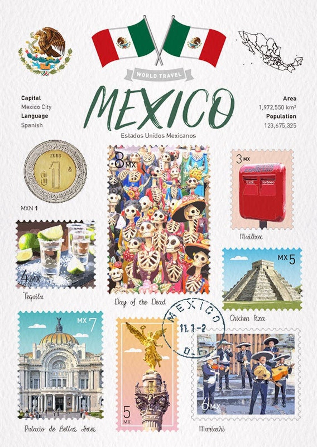WT World Travel Mexico Postcard - Etsy