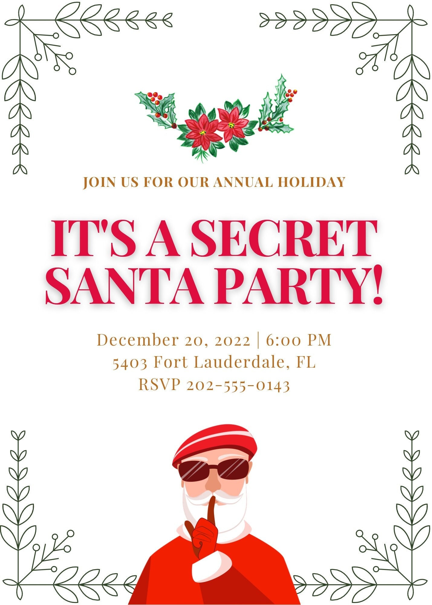Secret Santa Party Invitation, Editable Template. Ideal for a Very Merry Christmas Eve, Secret ...