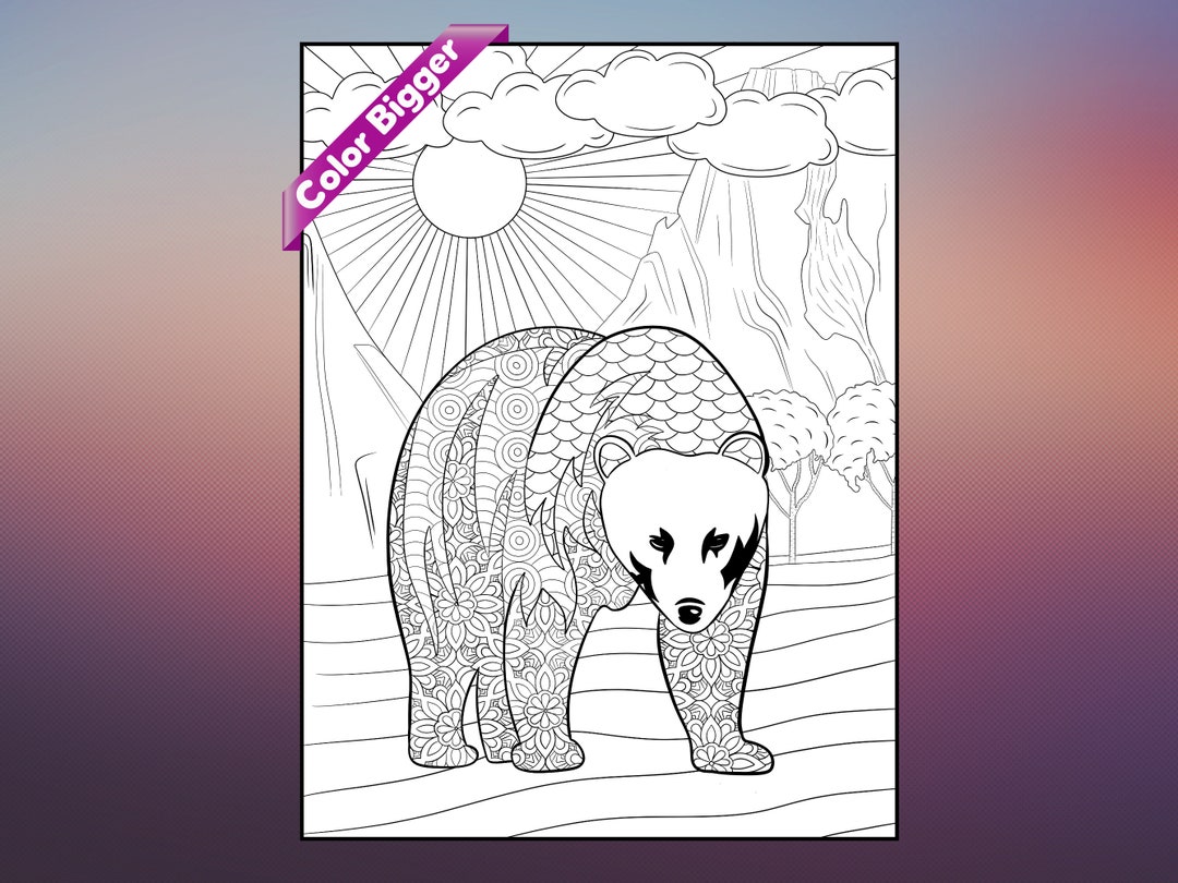 Huge Bear Coloring Poster in Sizes 24x32 or 36x48, Home Decor, Wall Art ...