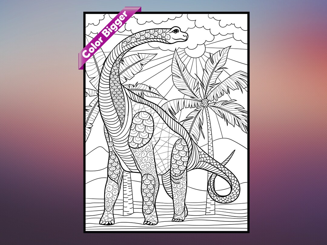 Giant Dinosaur Coloring Poster – Intricate Family Activity Page - Etsy