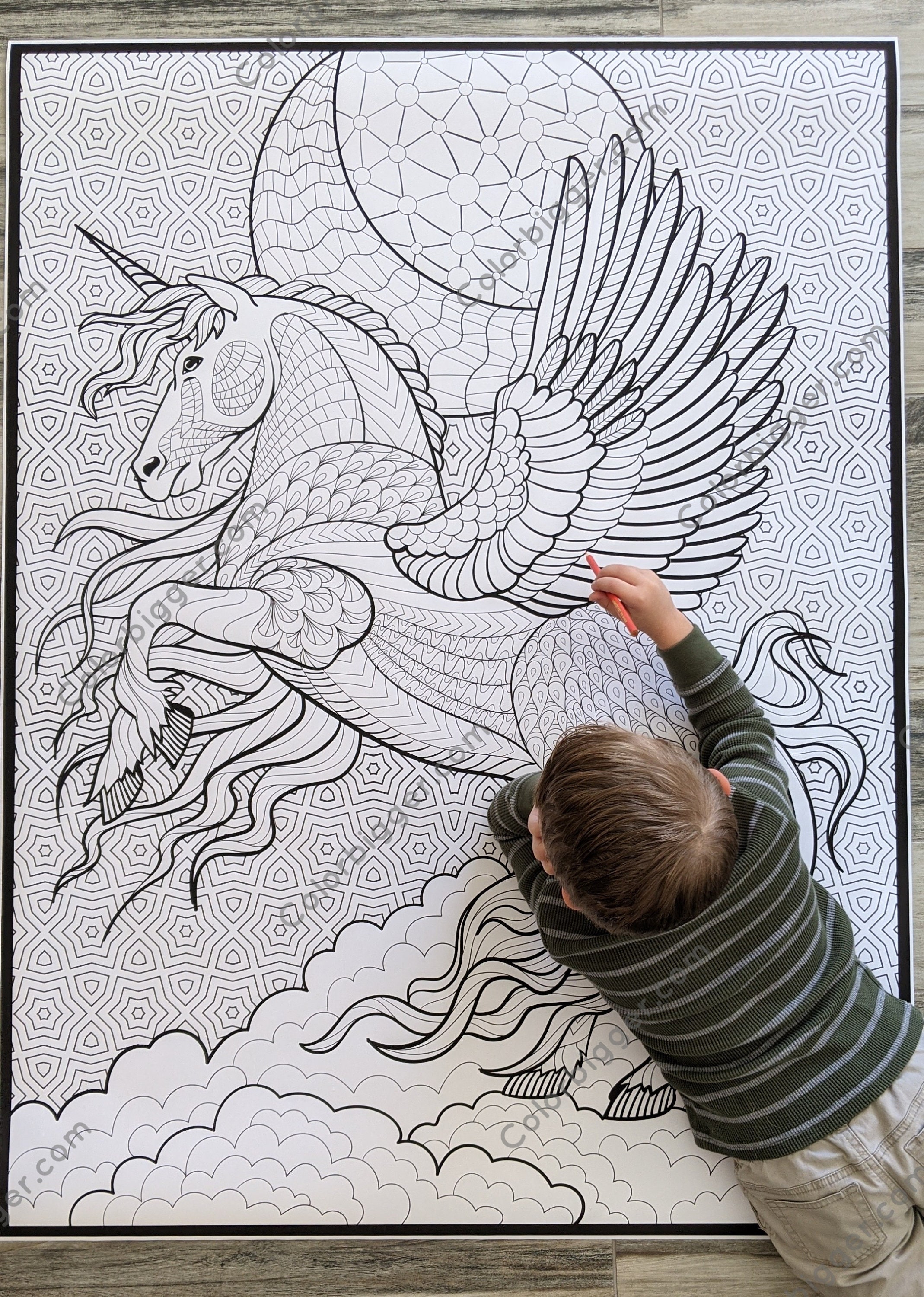 Huge Unicorn Coloring Poster in Sizes 24x32 or 36x48, Home Decor, Wall ...