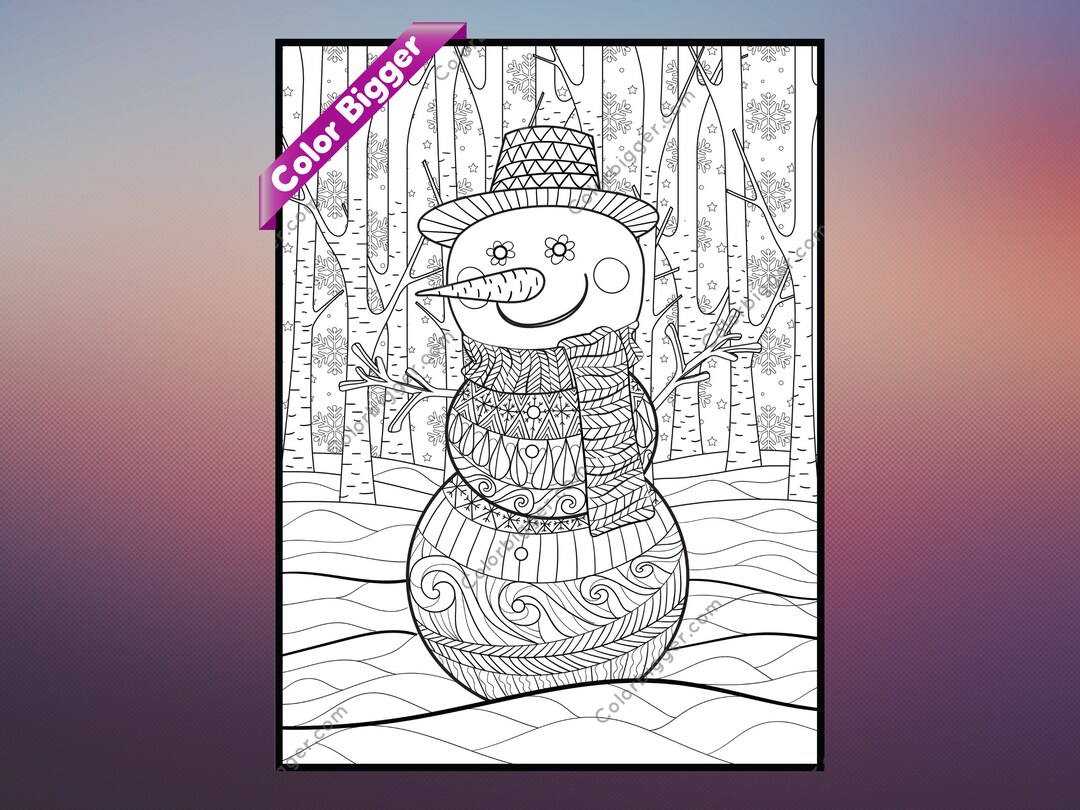 Huge Snowman coloring poster in sizes 24x32 or 36x48, home decor, wall ...