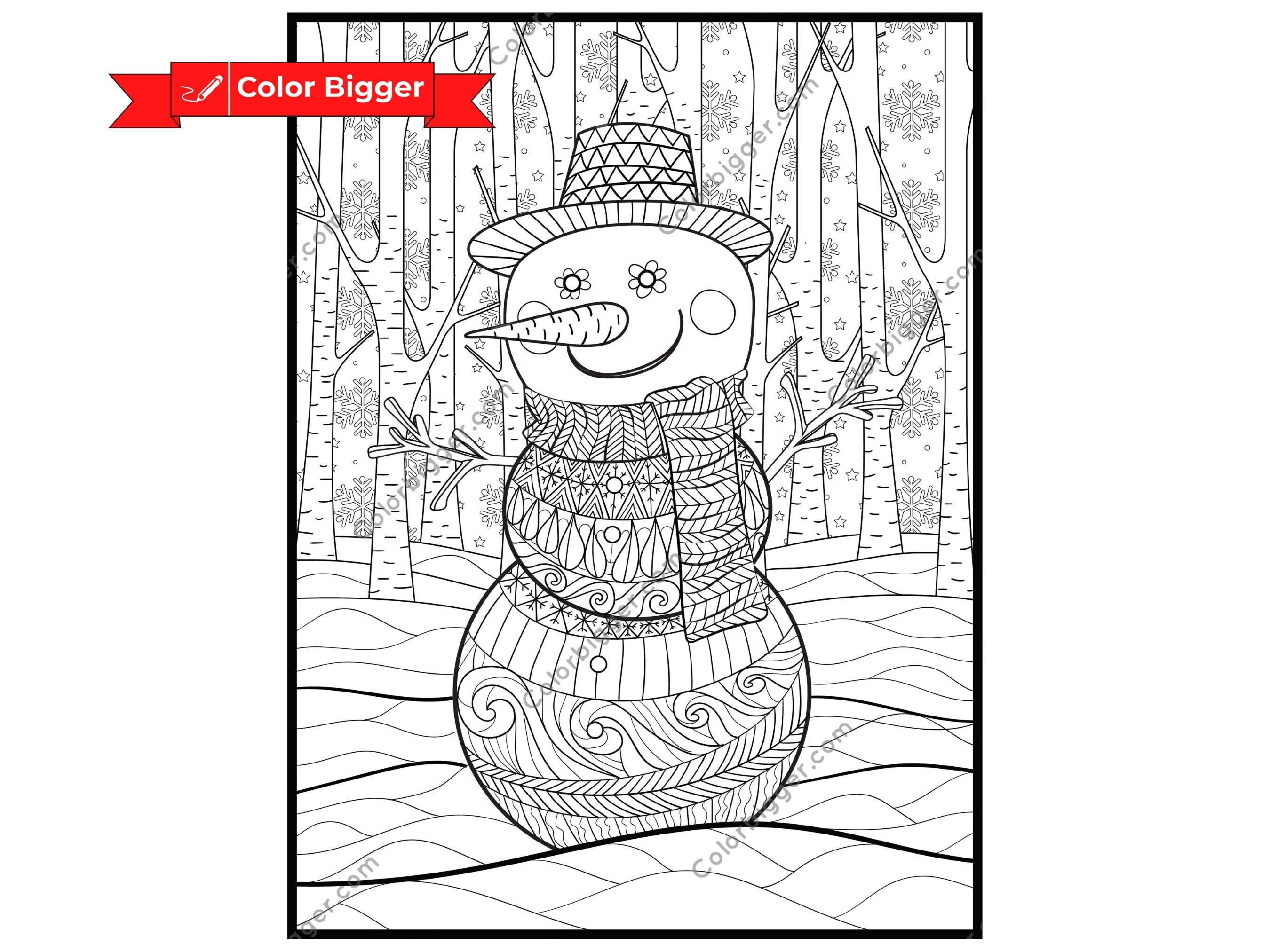 Huge Snowman Coloring Poster in Sizes 24x32 or 36x48, Home Decor, Wall ...