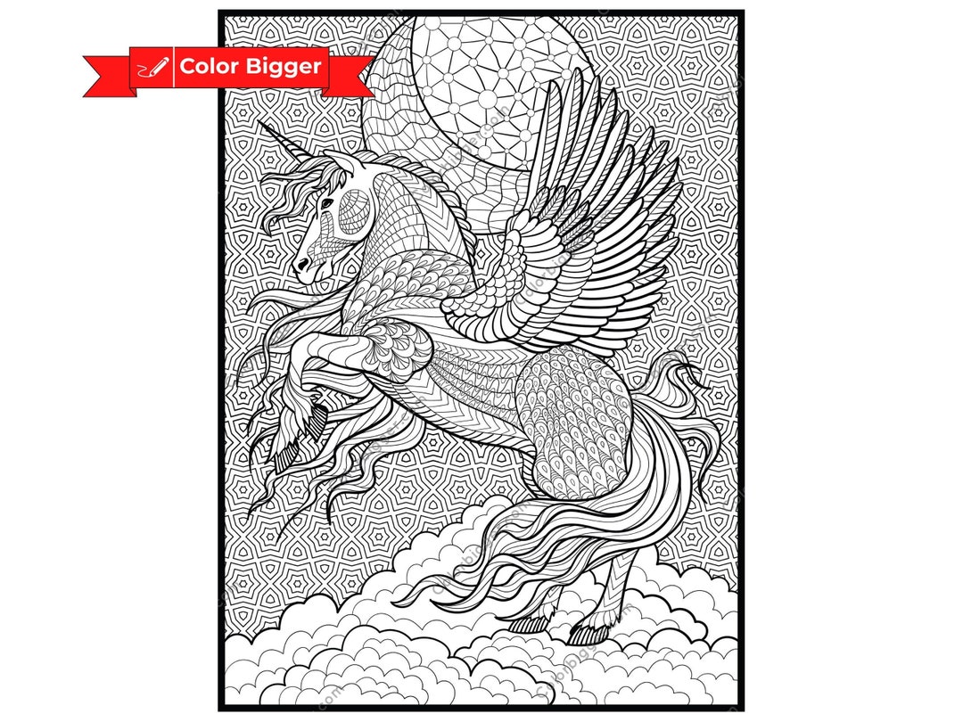 Huge Unicorn Coloring Poster in Sizes 24x32 or 36x48, Home Decor, Wall ...
