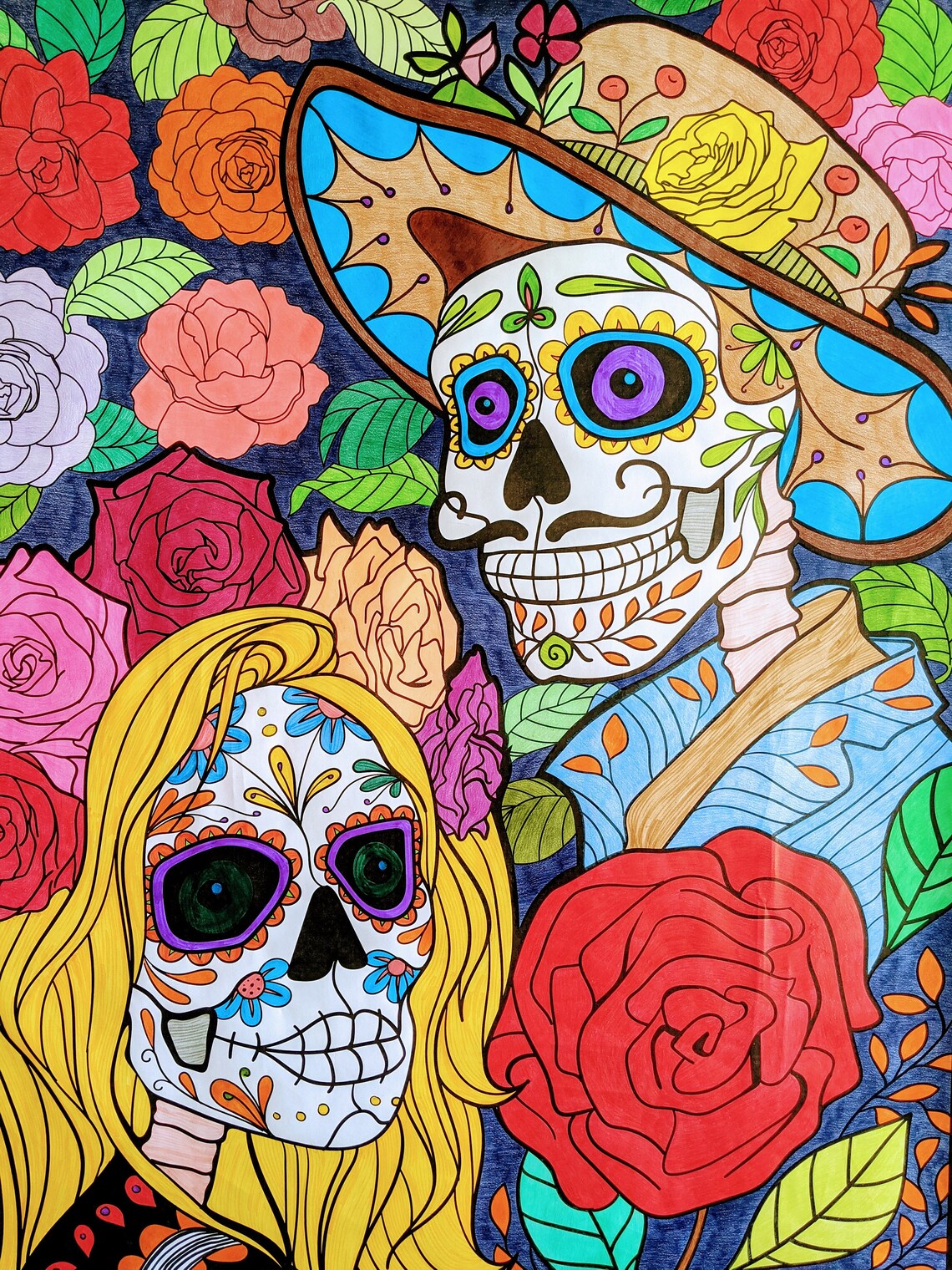 Huge Dia De Los Muertos Coloring Poster in Sizes 24x32 or - Etsy