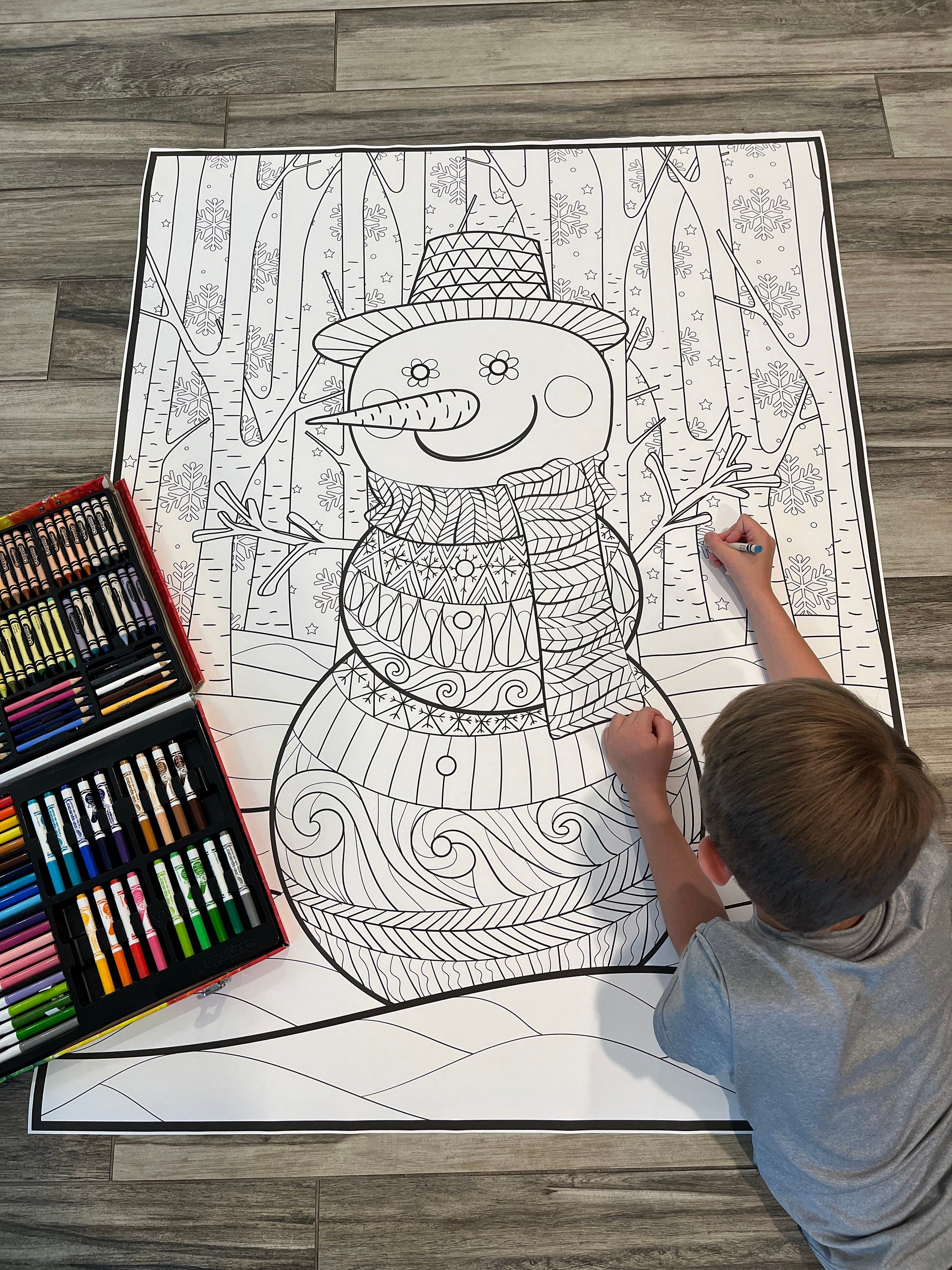 Huge Snowman Coloring Poster in Sizes 24x32 or 36x48, Home Decor, Wall ...
