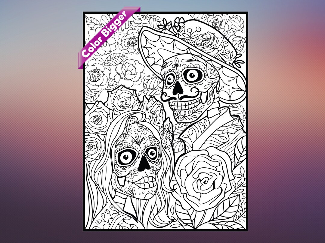 Huge Dia De Los Muertos Coloring Poster – Intricate Giant Coloring Page ...