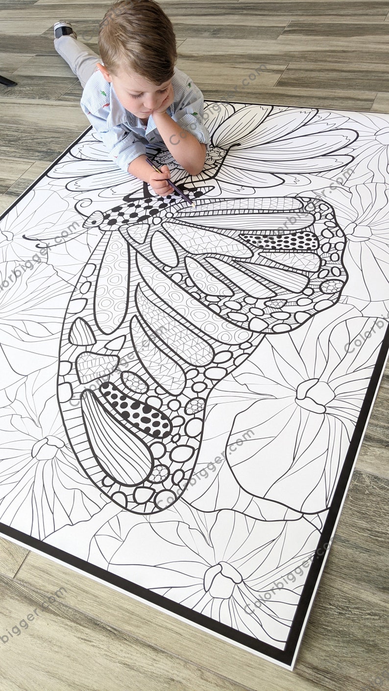 Huge Butterfly Coloring Poster in Sizes 24x32 or 36x48, Home Decor ...